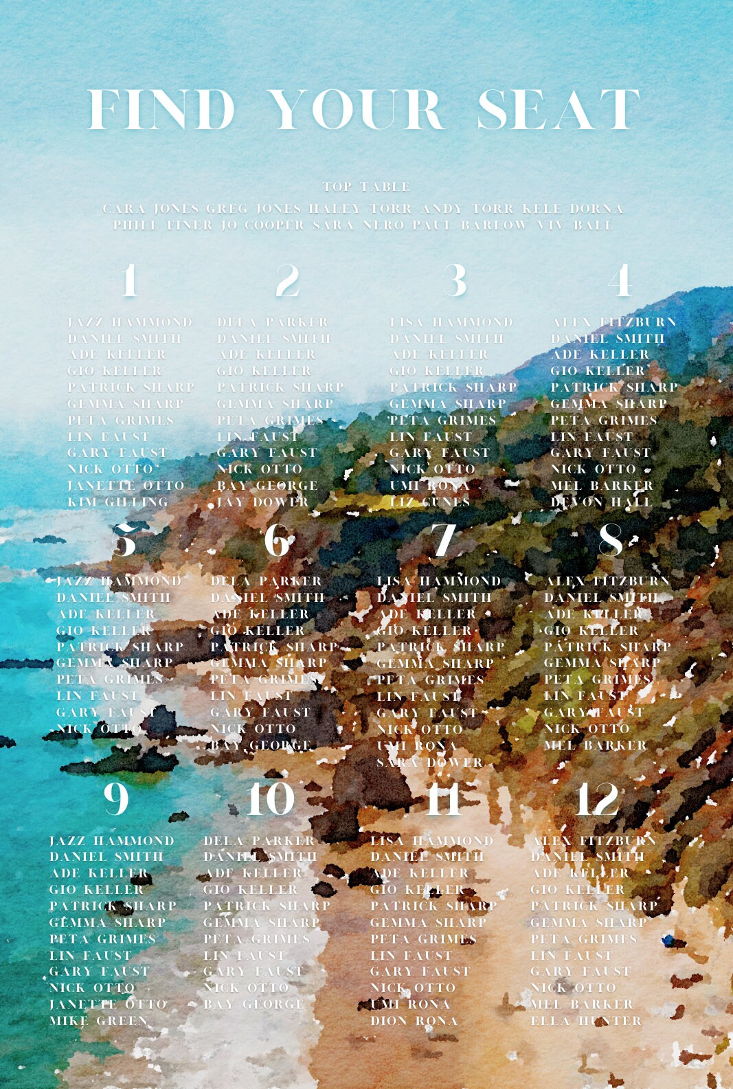 Travel Theme Wedding Table Plan, Custom Travel Illustration Seating ...