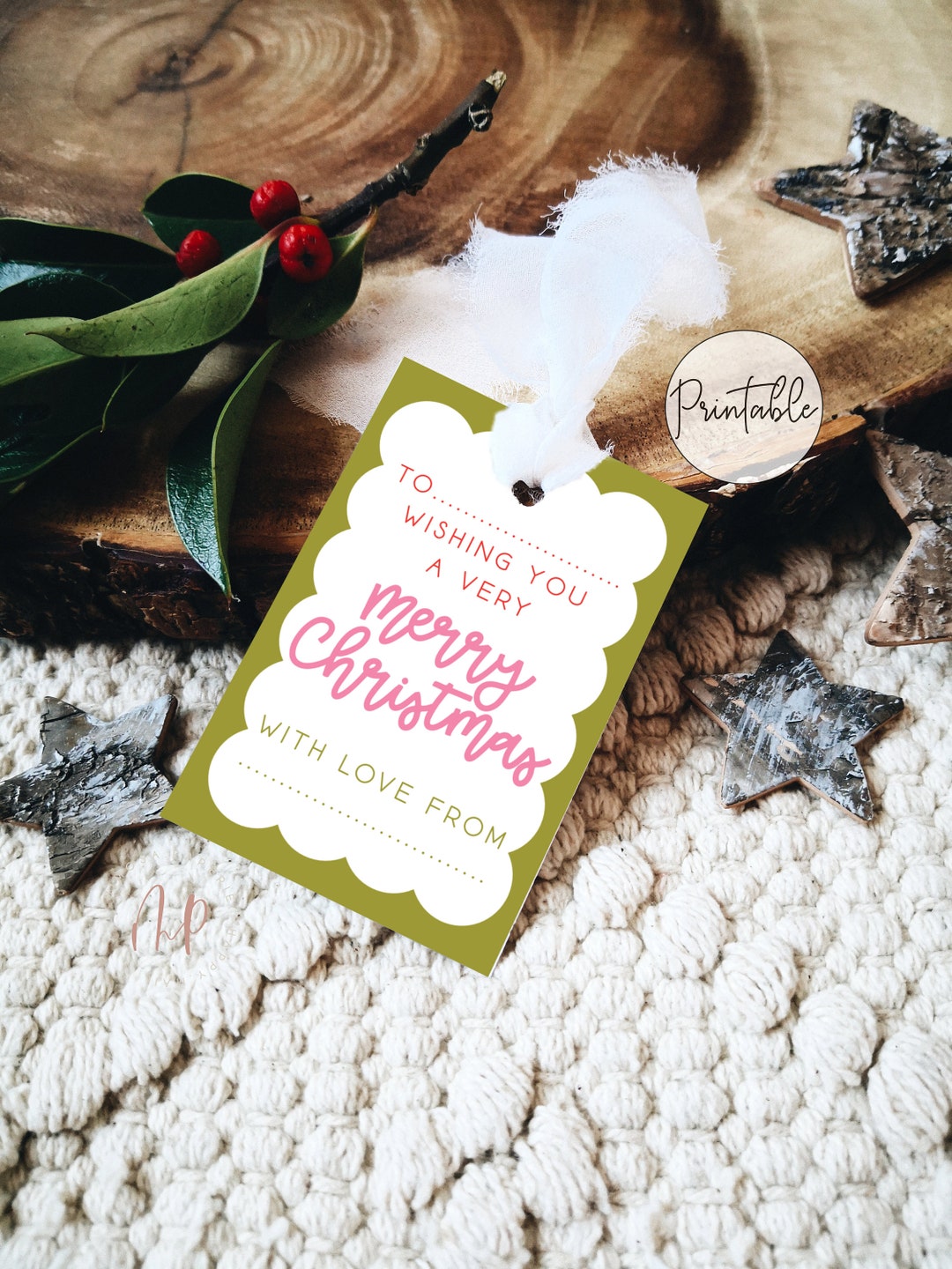 Christmas Gift Tags Printable, Modern Holiday Gift Labels, Instant ...