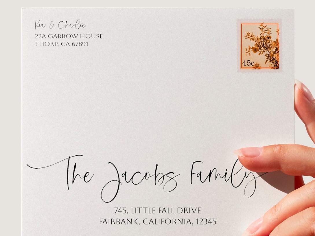 Printable Calligraphy Envelope Address Template, Minimal Editable ...