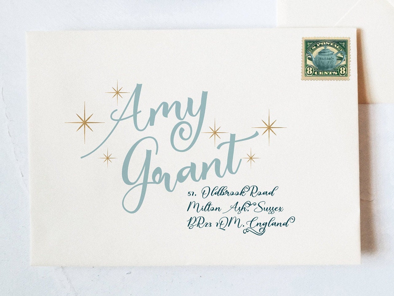 Retro Calligraphy Envelope Address Template (digital, Printable ...