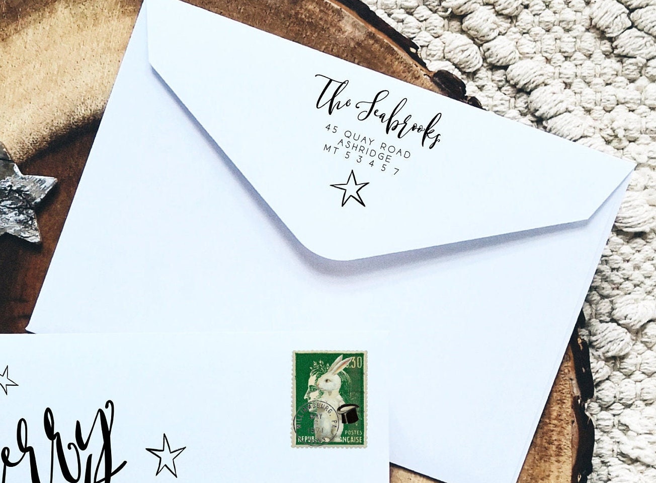 Christmas Envelope Holiday Address Template, Calligraphy Font (digital ...