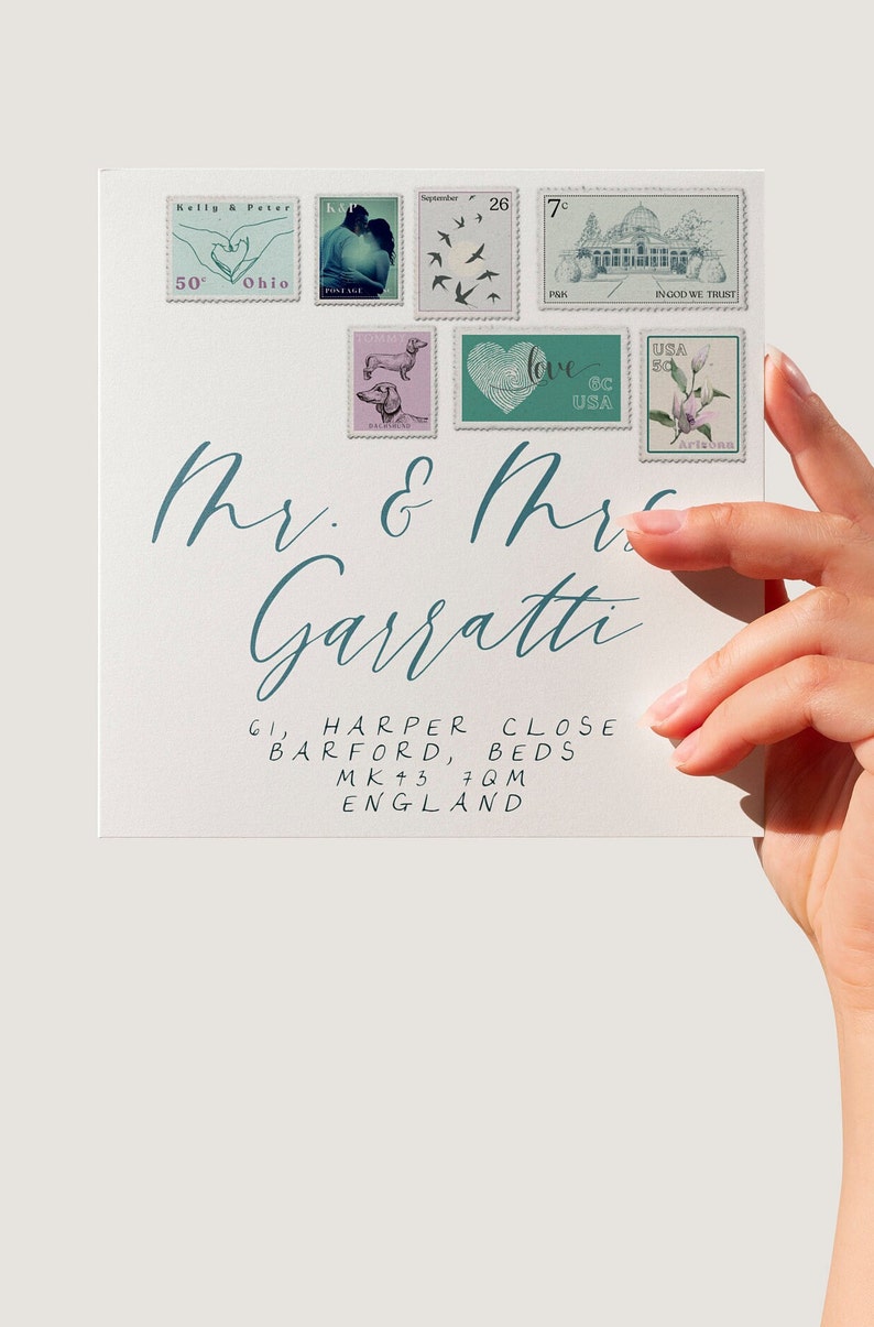 Custom Set Faux Postage Stamps 7 Personalized Printable - Etsy