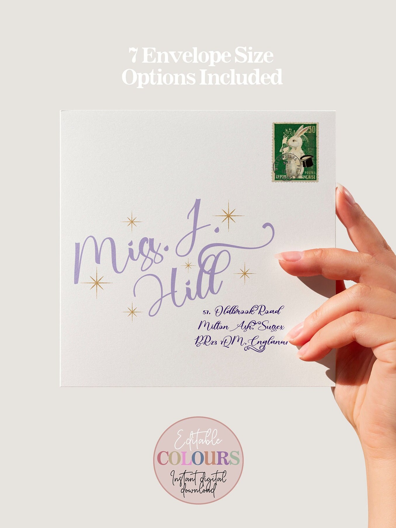 Retro Calligraphy Envelope Address Template (digital, Printable ...