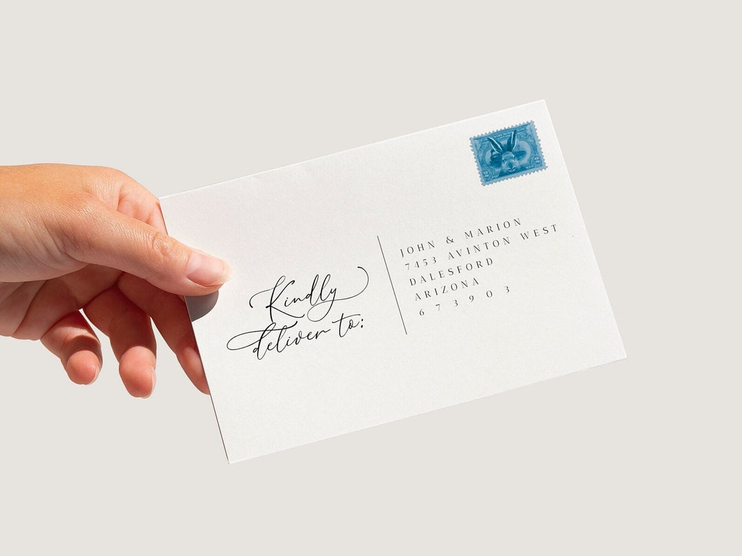 Minimal Envelope Address Template. Printable Hand Written A7 Envelope ...