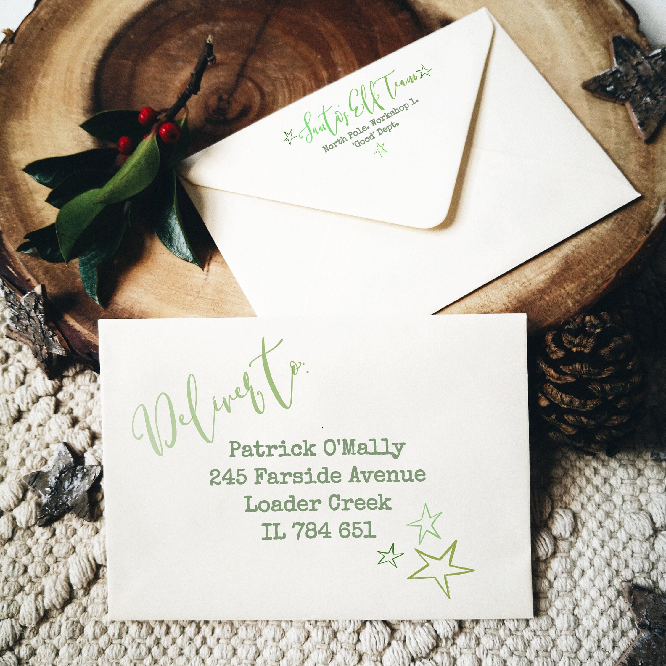 Letter From Santa Envelope Address Template, Modern Holiday Address ...