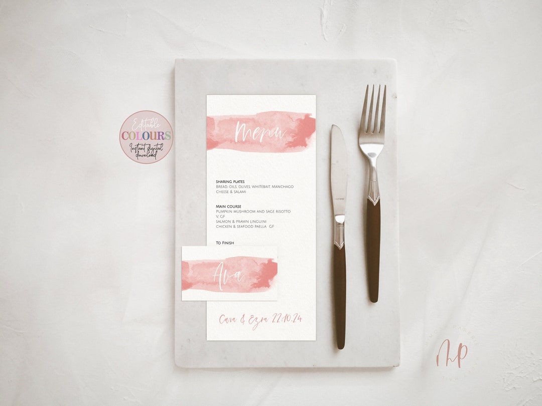 Custom Colour Menu Template, 12 Paint Colors, Editable Printable ...