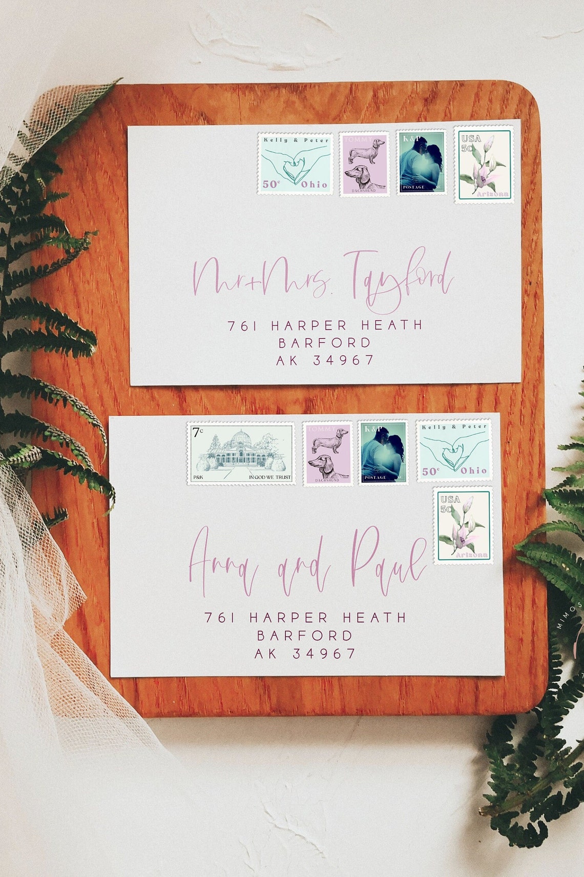 Custom Set Faux Postage Stamps 7 Personalized Printable - Etsy