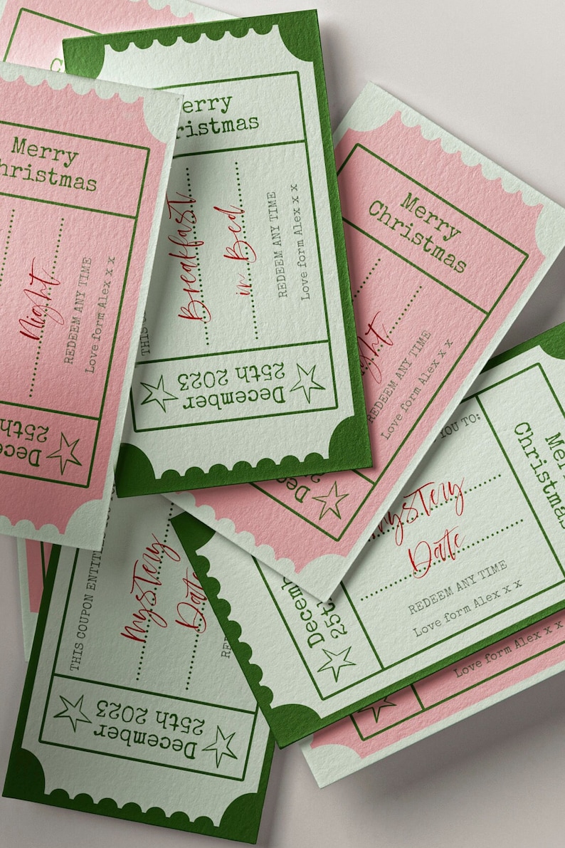 Editable Christmas Gift Tokens, Printable Personalised Love Coupons ...