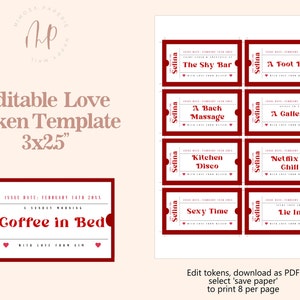 Love Coupon Template, Printable Valentines Gift Voucher, Custom ...