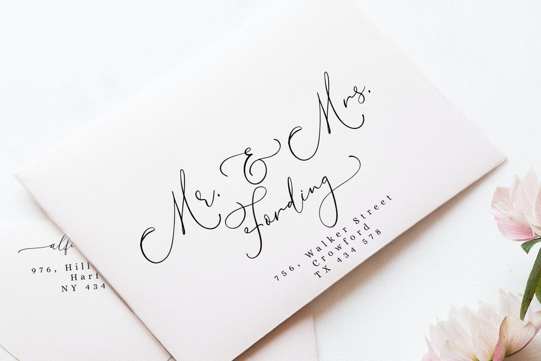 Handwritten Script Envelope Address Template, Editable Custom ...