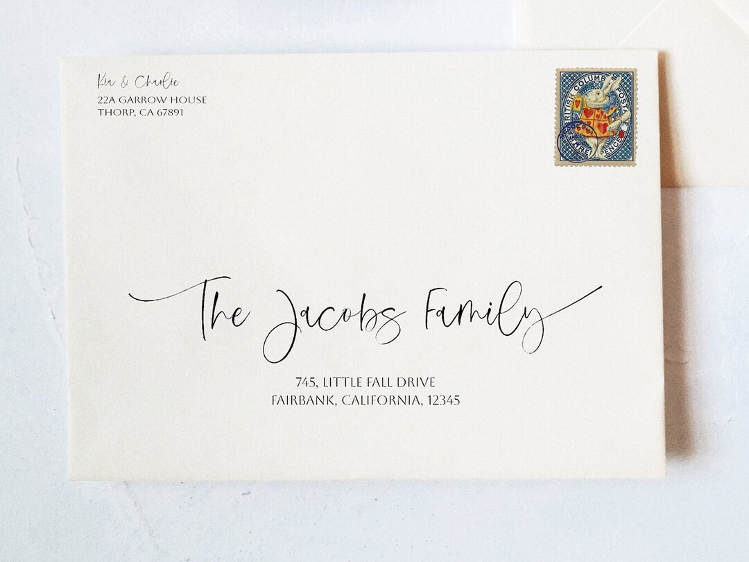 Printable Calligraphy Envelope Address Template, Minimal Editable ...
