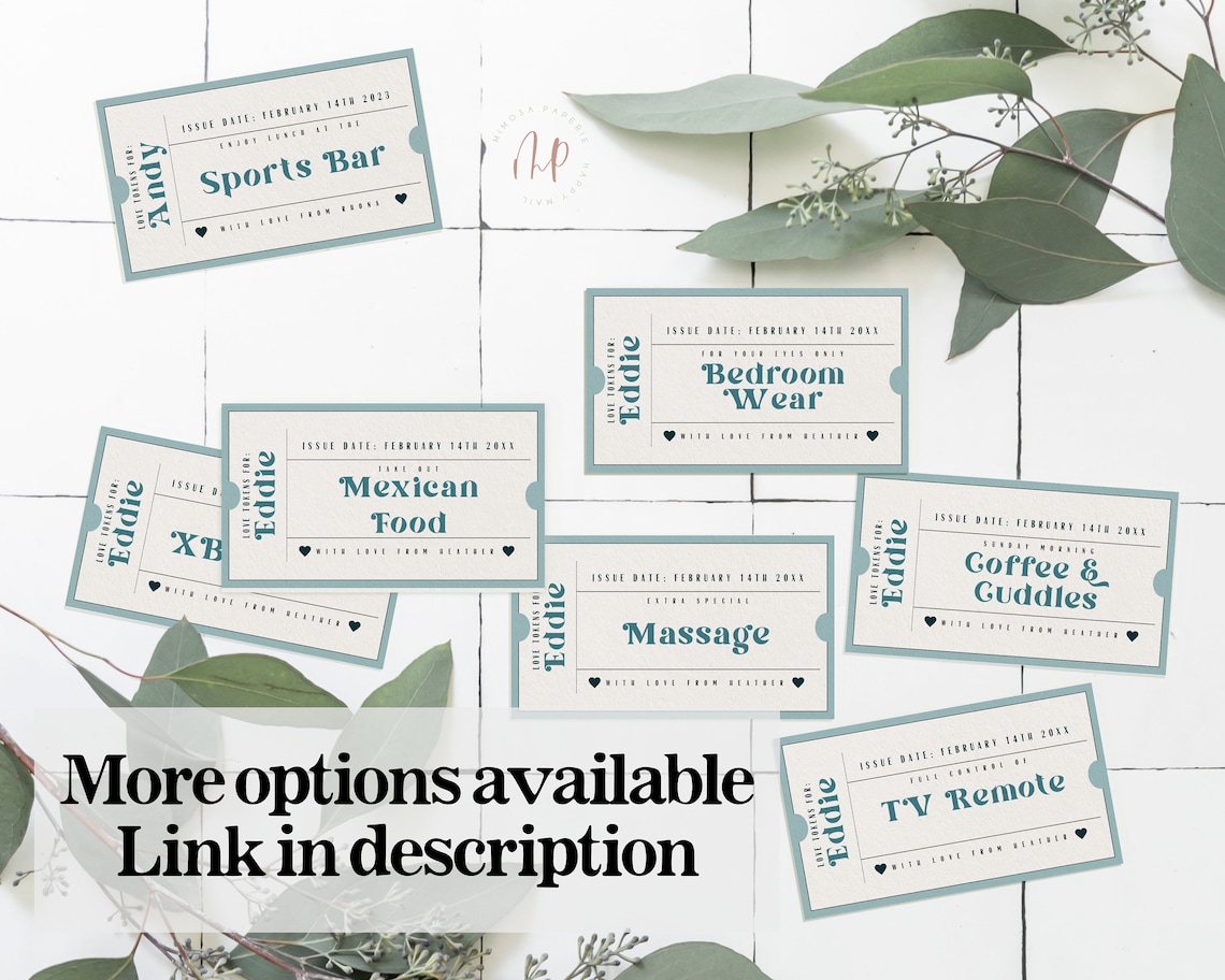 Christmas Gift Tokens Editable Custom Love Tokens - Etsy