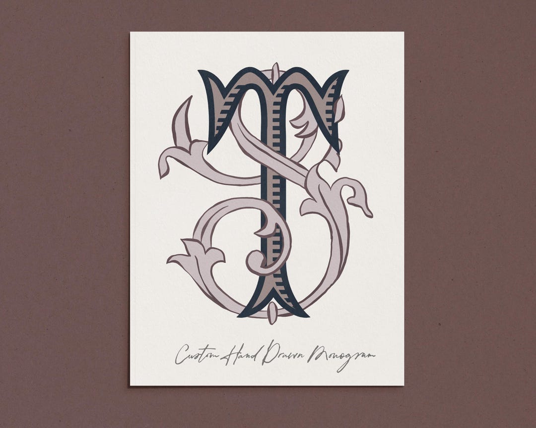 Watercolor Wedding Monogram, Custom Initials Crest, Personalized ...