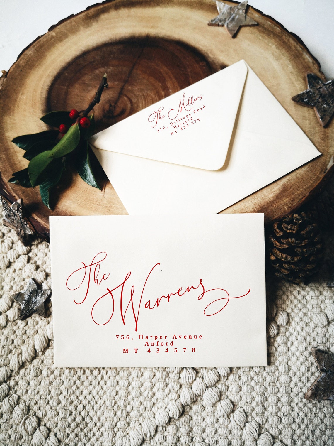 Holiday Envelope Address Template, Editable Modern Calligraphy (digital ...