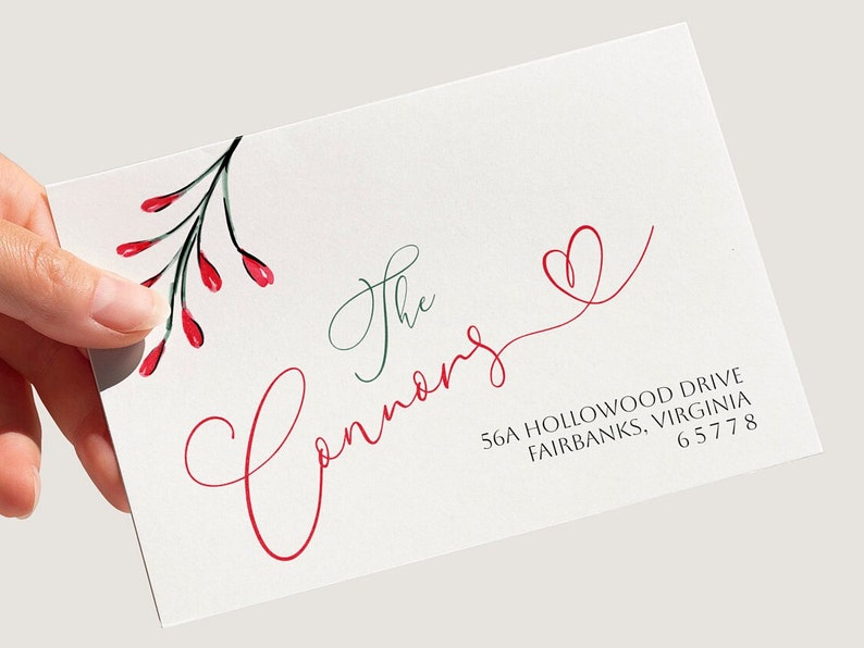 Printable Christmas Envelope Addressing Template, Decorative Holiday ...