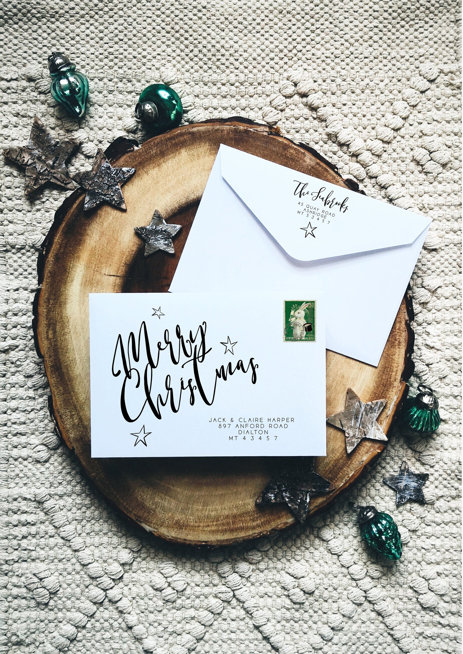 Christmas Envelope Holiday Address Template, Calligraphy Font (digital ...
