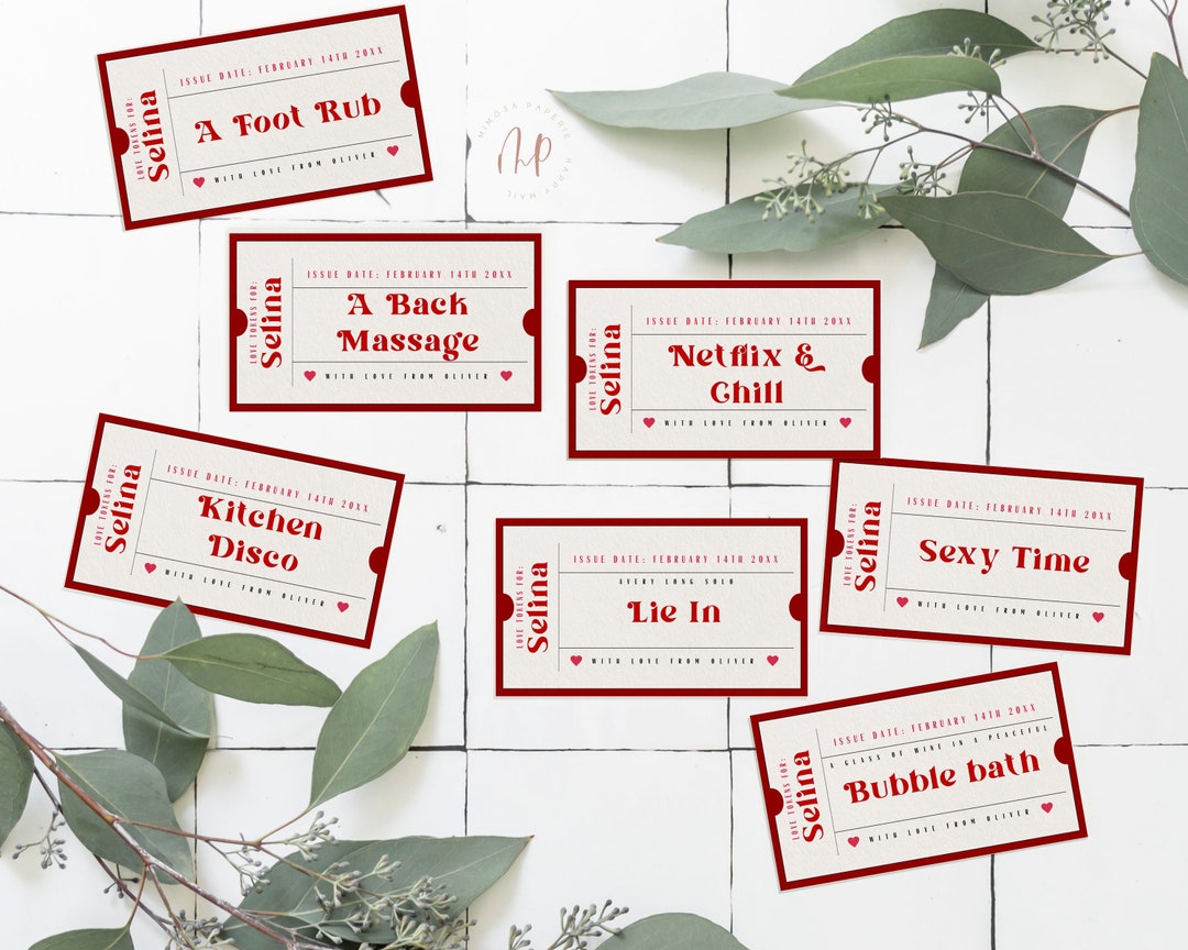 Love Coupon Template, Printable Valentines Gift Voucher, Custom ...