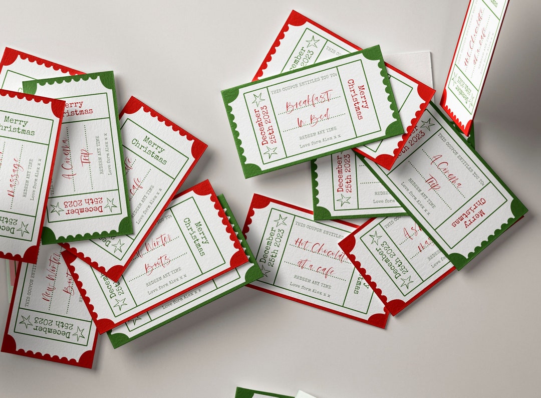 Christmas Gift Tokens Editable, Custom Love Tokens, Gift for Him, Gift ...