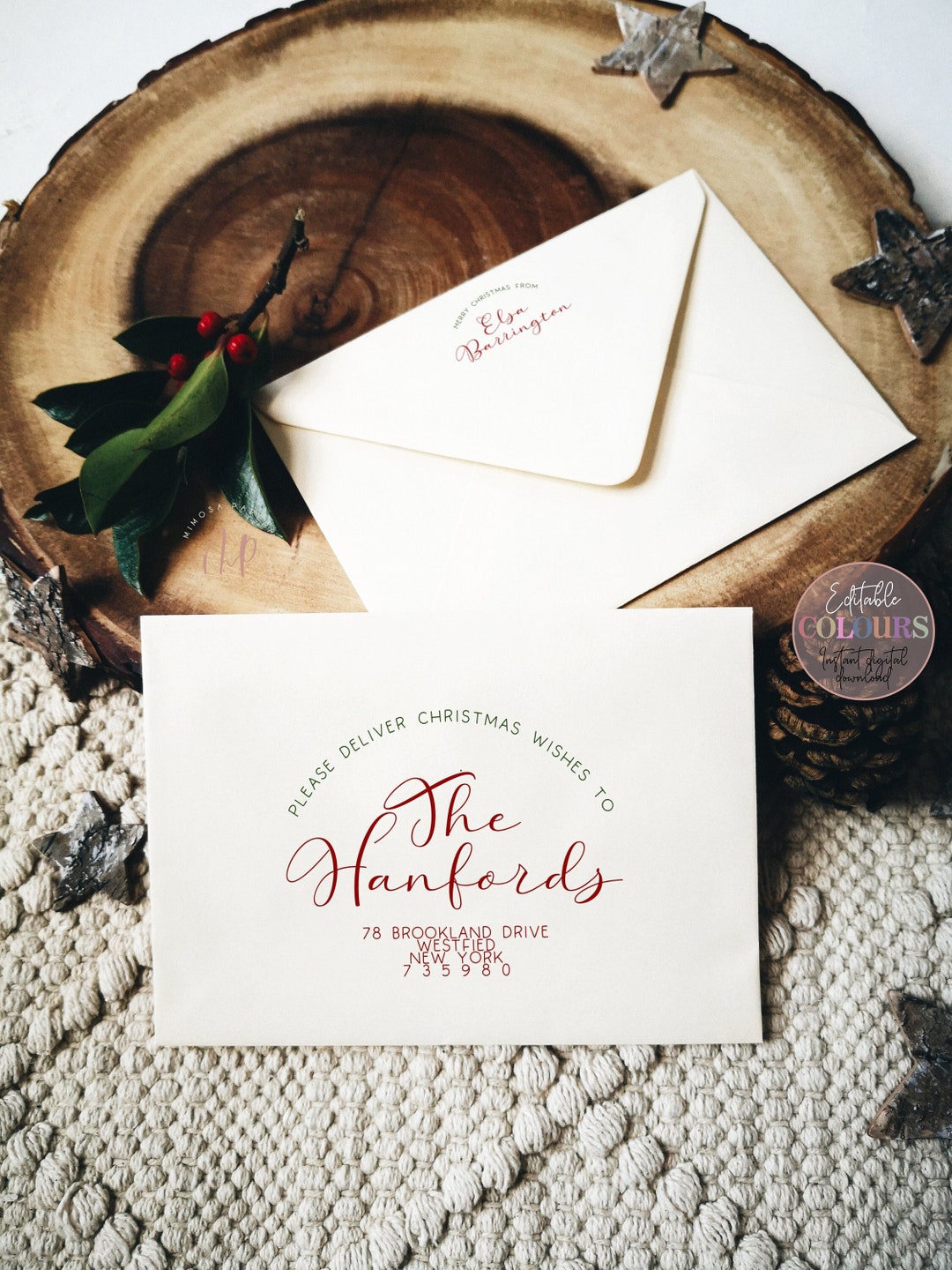 Christmas Envelope Address Template A7 Printable Editable Calligraphy ...