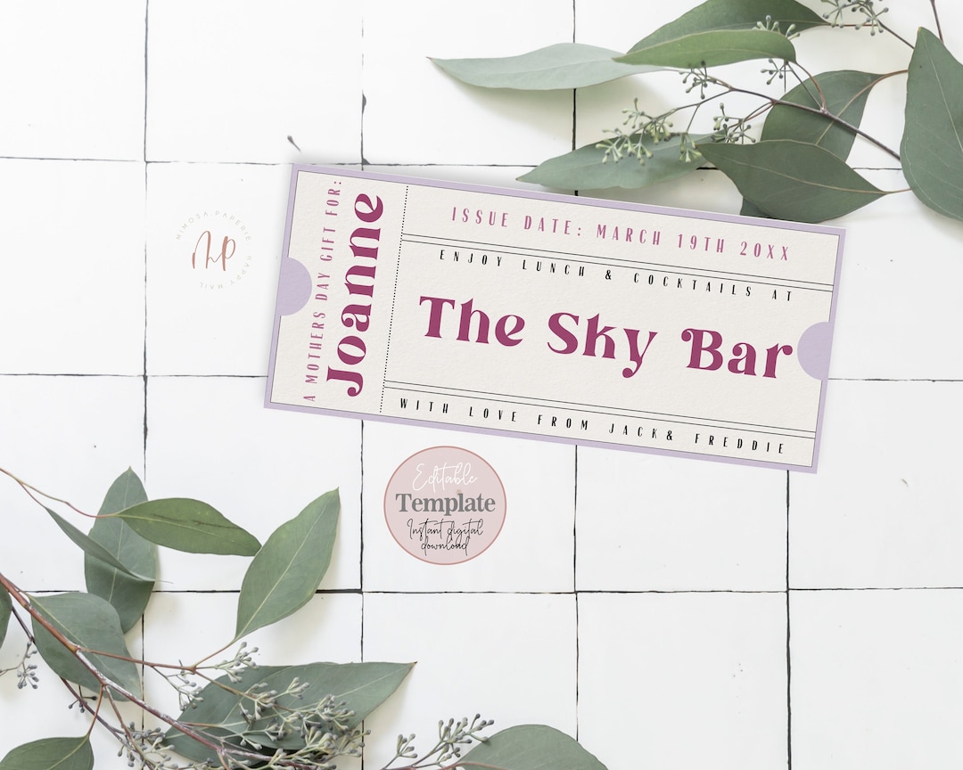 Printable Gift Token, Editable Gift Voucher, Digital Gift Voucher ...