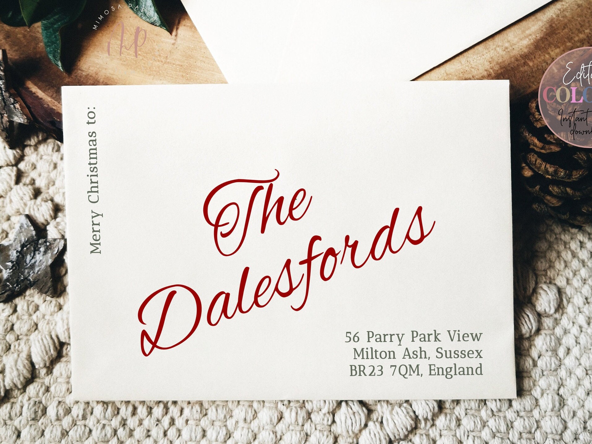Christmas Envelope Address Template, Printable Calligraphy Holiday ...
