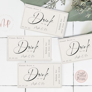 Drink Ticket Template Minimalist Drink Ticket Drink on Us Printable ...