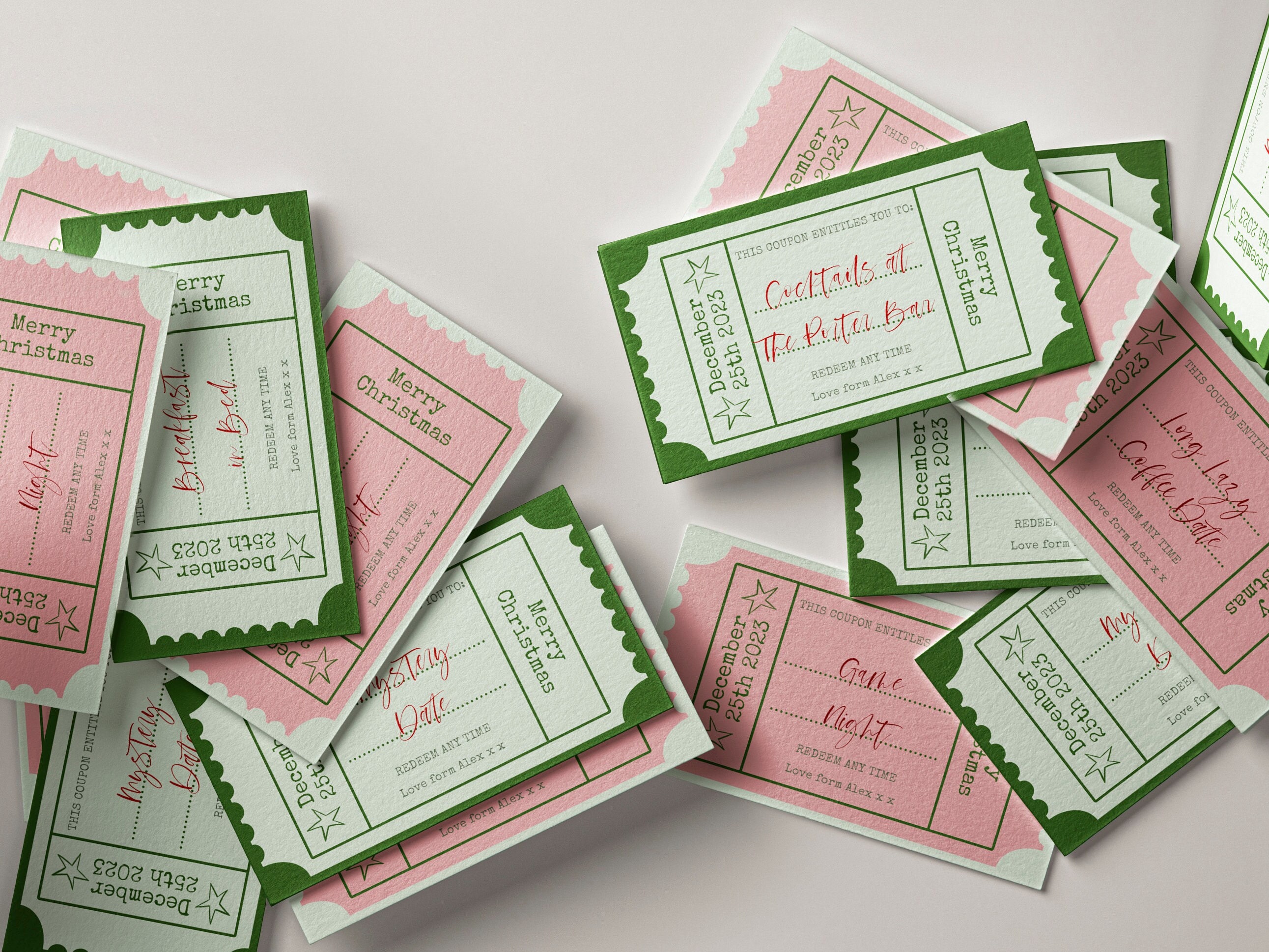 Christmas Gift Tokens Editable Custom Love Tokens - Etsy