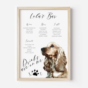 Bar Menu, Pet Portrait Wedding Wedding Bar Sign, Dog Lovers Drink List ...