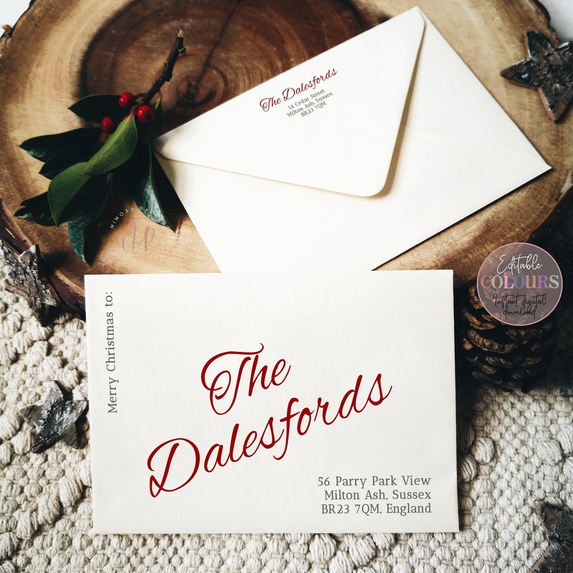 Christmas Envelope Address Template, Printable Calligraphy Holiday ...