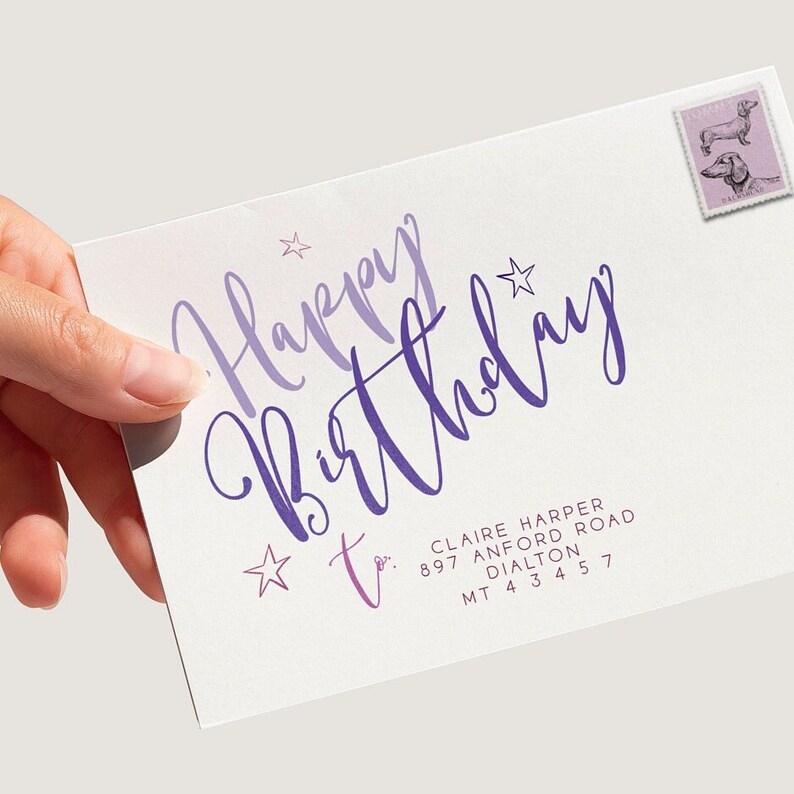Envelope Address Template 3 Sizes, Printable Calligraphy Birthday Card ...
