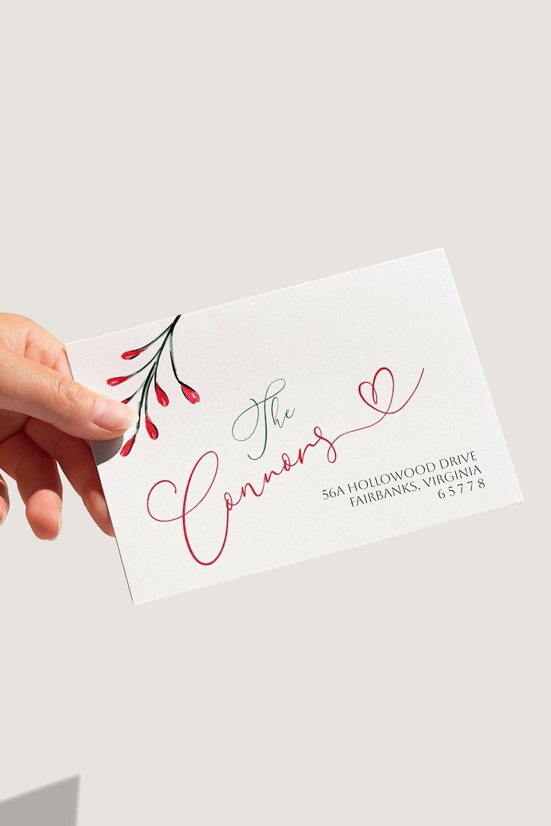 Printable Christmas Envelope Addressing Template, Decorative Holiday ...