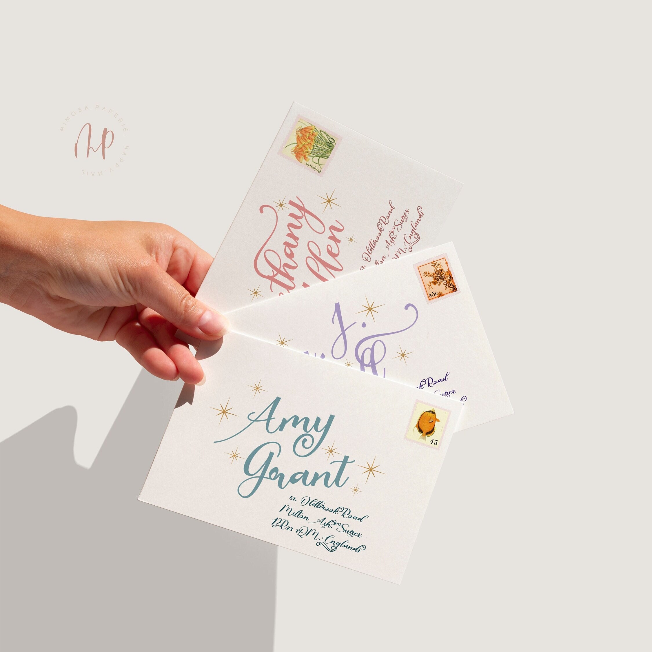 Envelope Address Template Printable Retro Calligraphy Holiday or ...