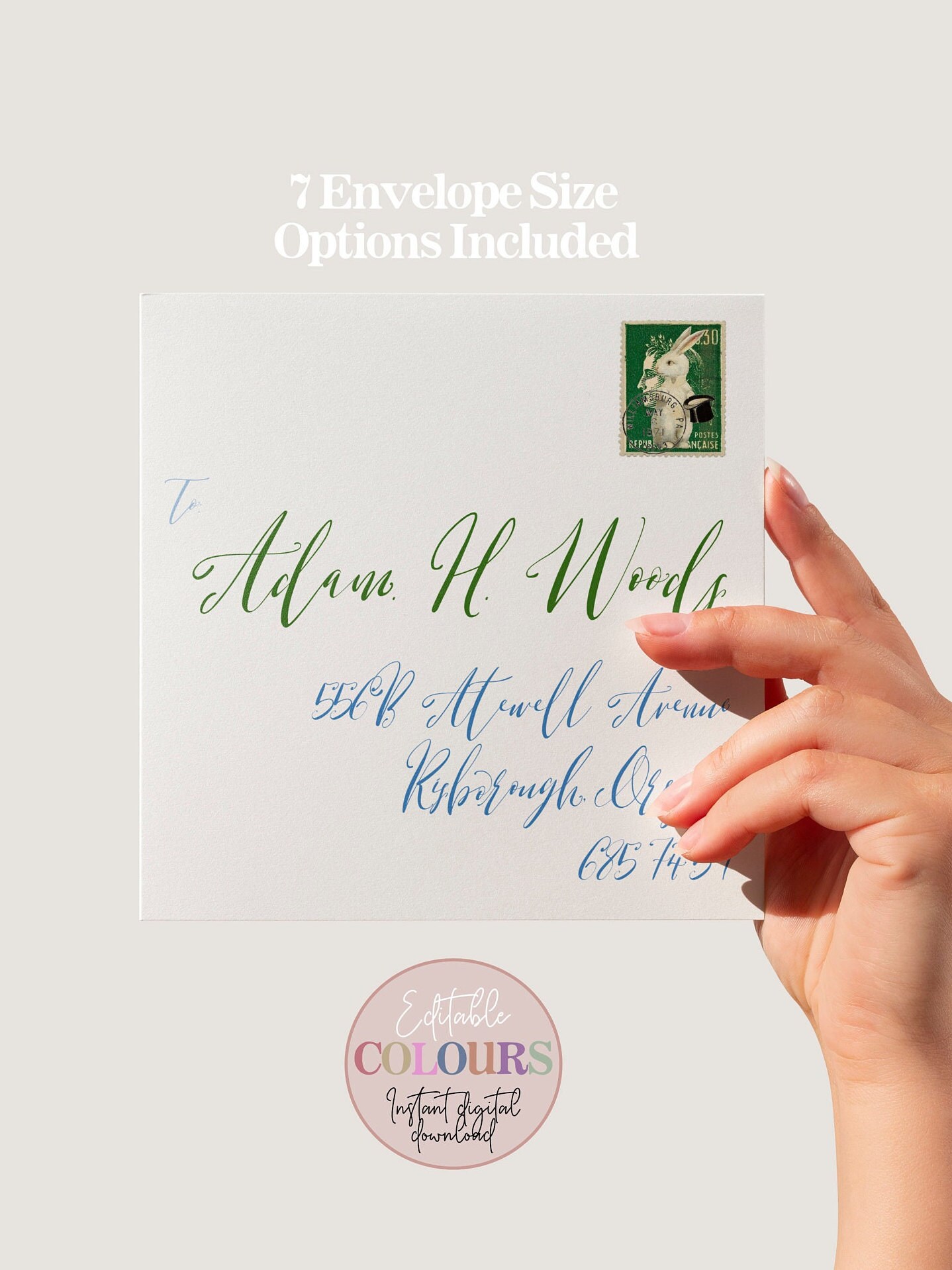 Envelope Address Template Printable Rustic Calligraphy Holiday or ...