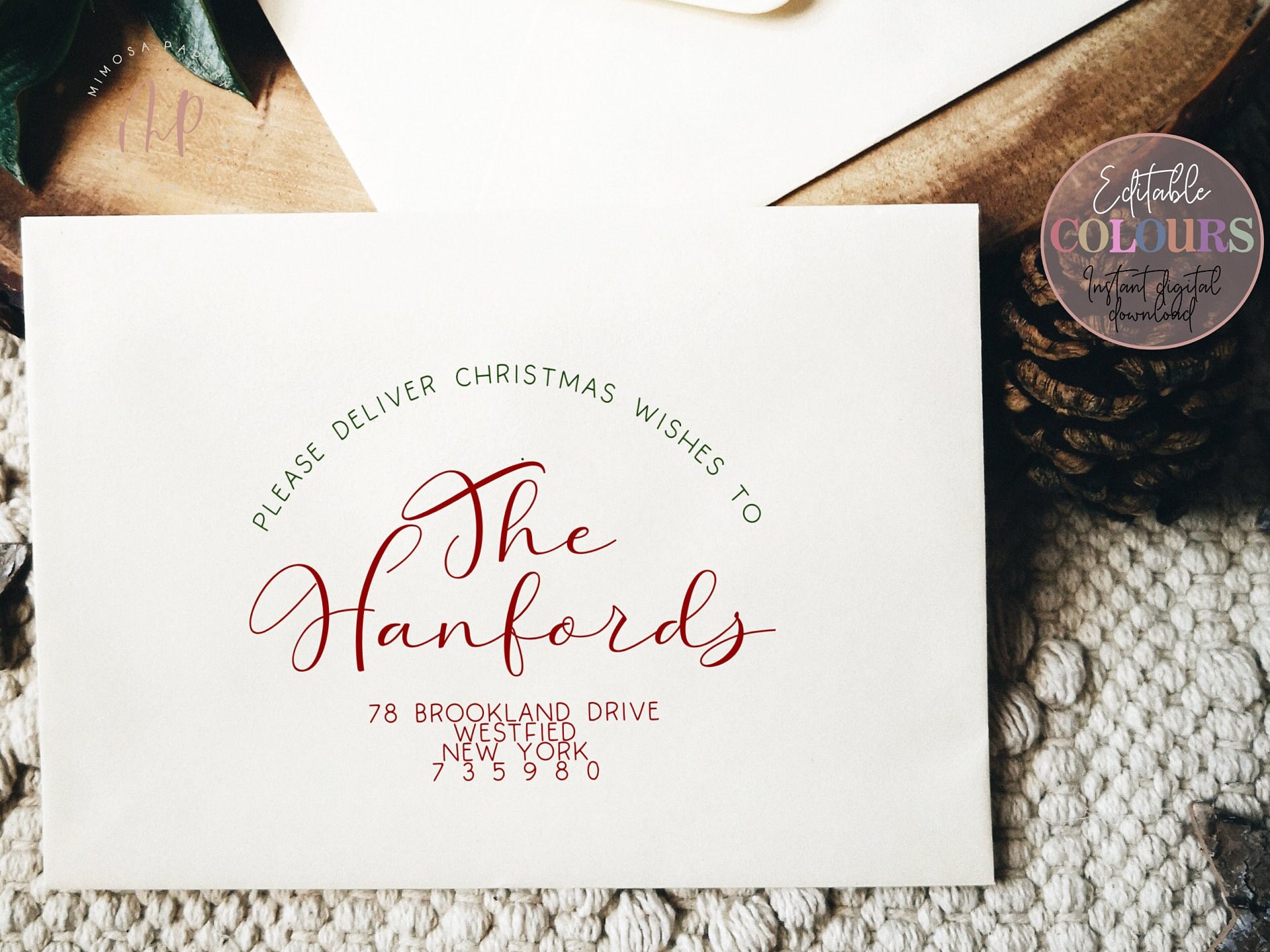 Christmas Envelope Address Template, Printable Calligraphy Holiday ...