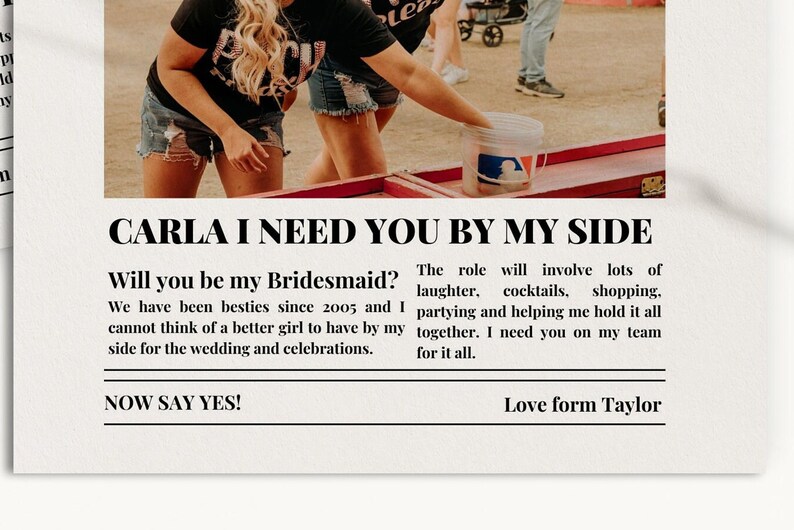  Bridesmaid Proposal Newspaper Template Editable Canva Be My Etsy