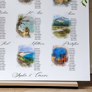 Travel Theme Wedding Table Plan, Custom Location Illustration Seating ...