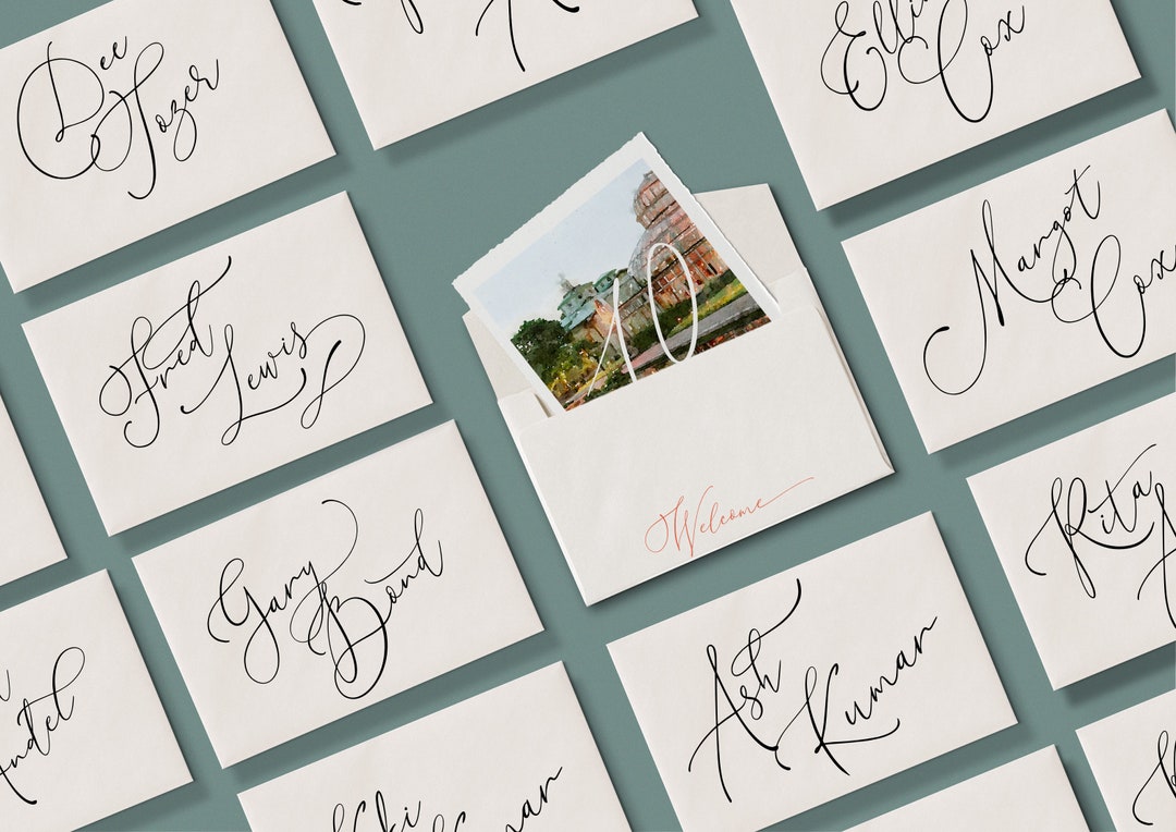 Custom Wedding Venue Illustration Table Numbers, Escort Card Envelopes ...