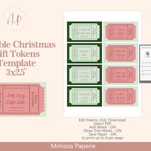 Christmas Gift Tokens Editable, Custom Love Tokens, Personalized ...