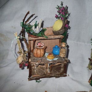 Fairy House Kitchen - Stove, Table With Stools and a Set of Shelves ...