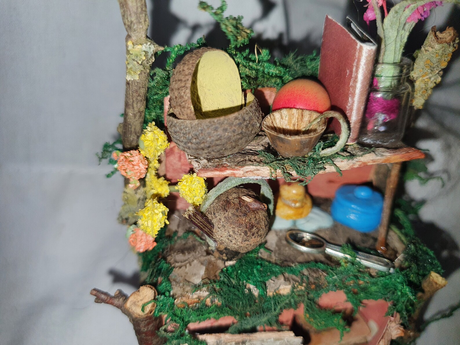Fairy House Kitchen - Stove, Table With Stools and a Set of Shelves ...