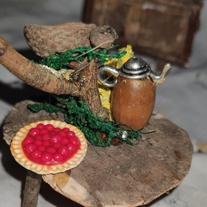 Fairy House Kitchen - Stove, Table With Stools and a Set of Shelves ...