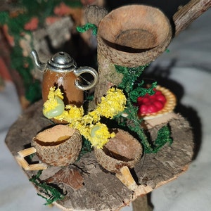 Fairy House Kitchen - Stove, Table With Stools and a Set of Shelves ...
