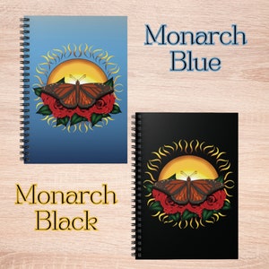 Vibrant Spiral Notebook Featuring Monarch Butterflies, Roses, and a ...