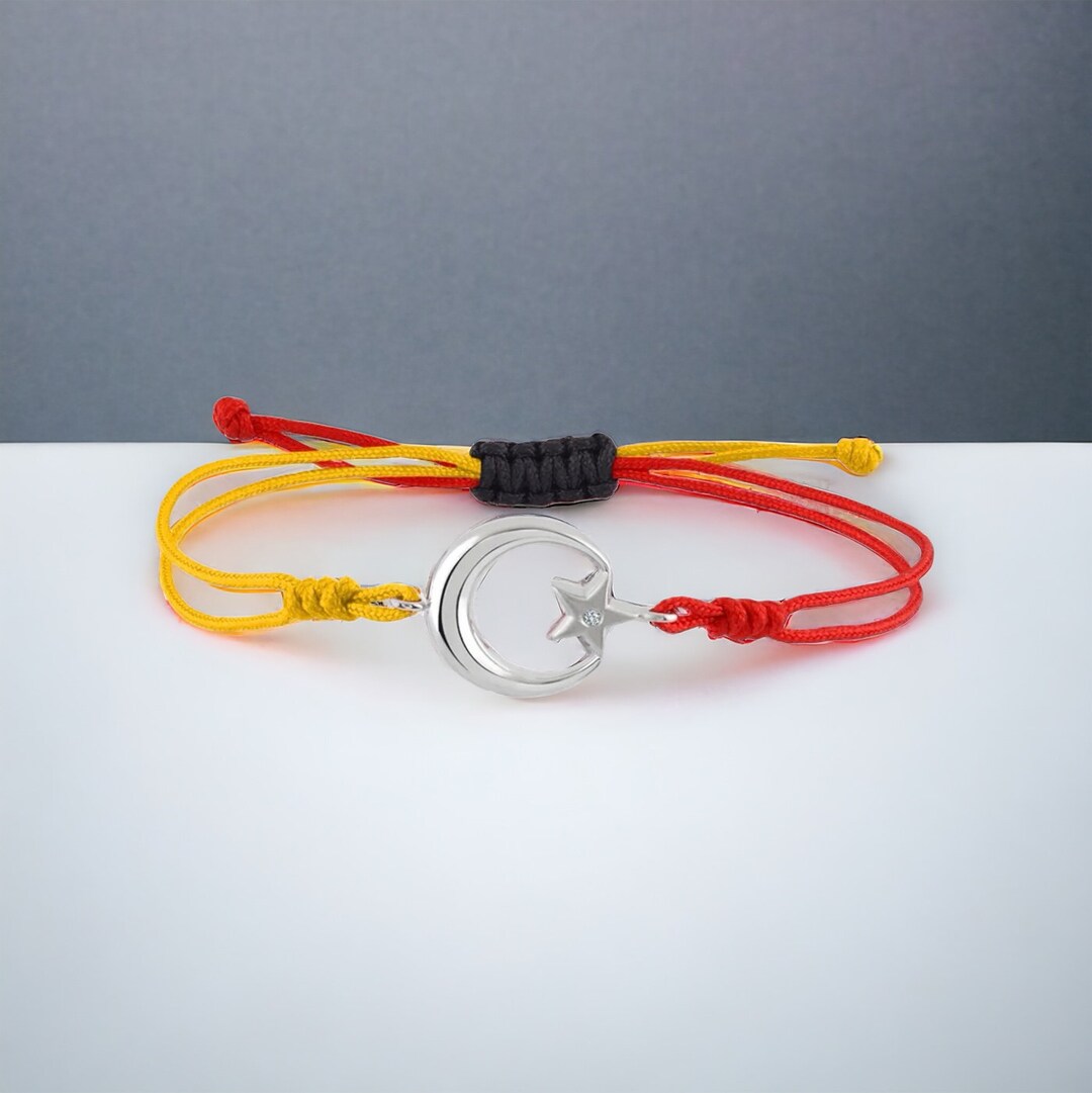 925 Sterling Silver Drawstring Moon Star Bracelet - Etsy