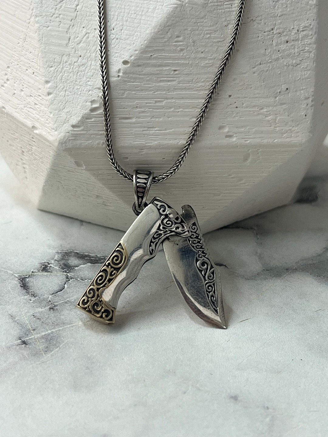925 Sterling Silver Small Pocket Knife Necklace - Etsy