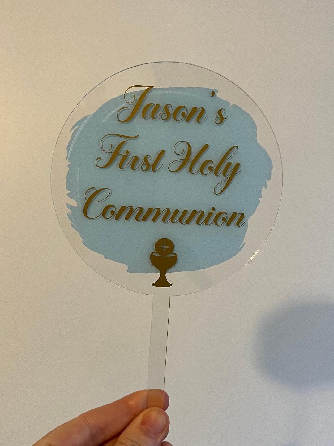First Holy Communion Acrylic Paddle Cake Topper - Etsy