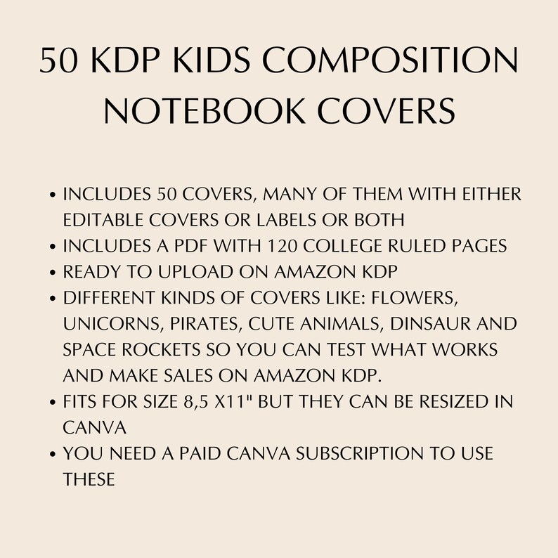 50 KDP Kids Composition Notebook Covers + 120 Lined Pages - 8.5 X 11 ...