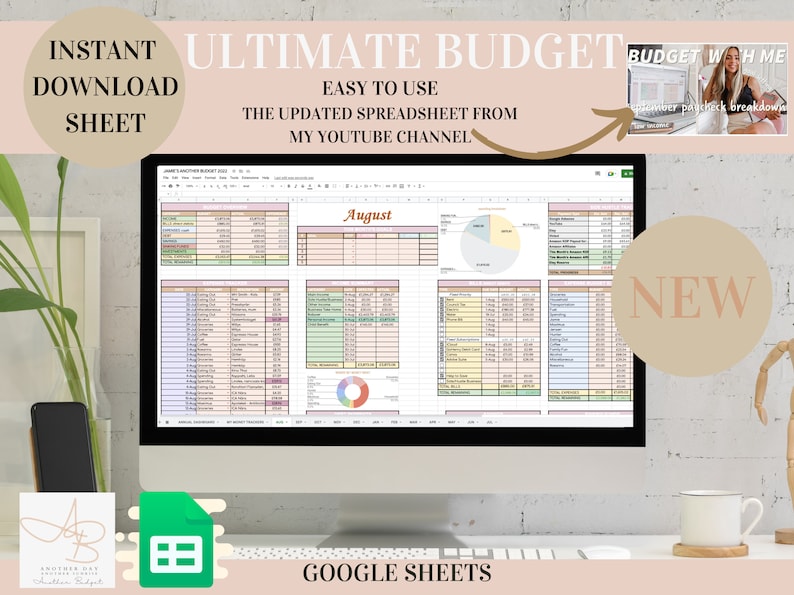 ULTIMATE Monthly Budget Spreadsheet • Google Sheets Budget Template ...