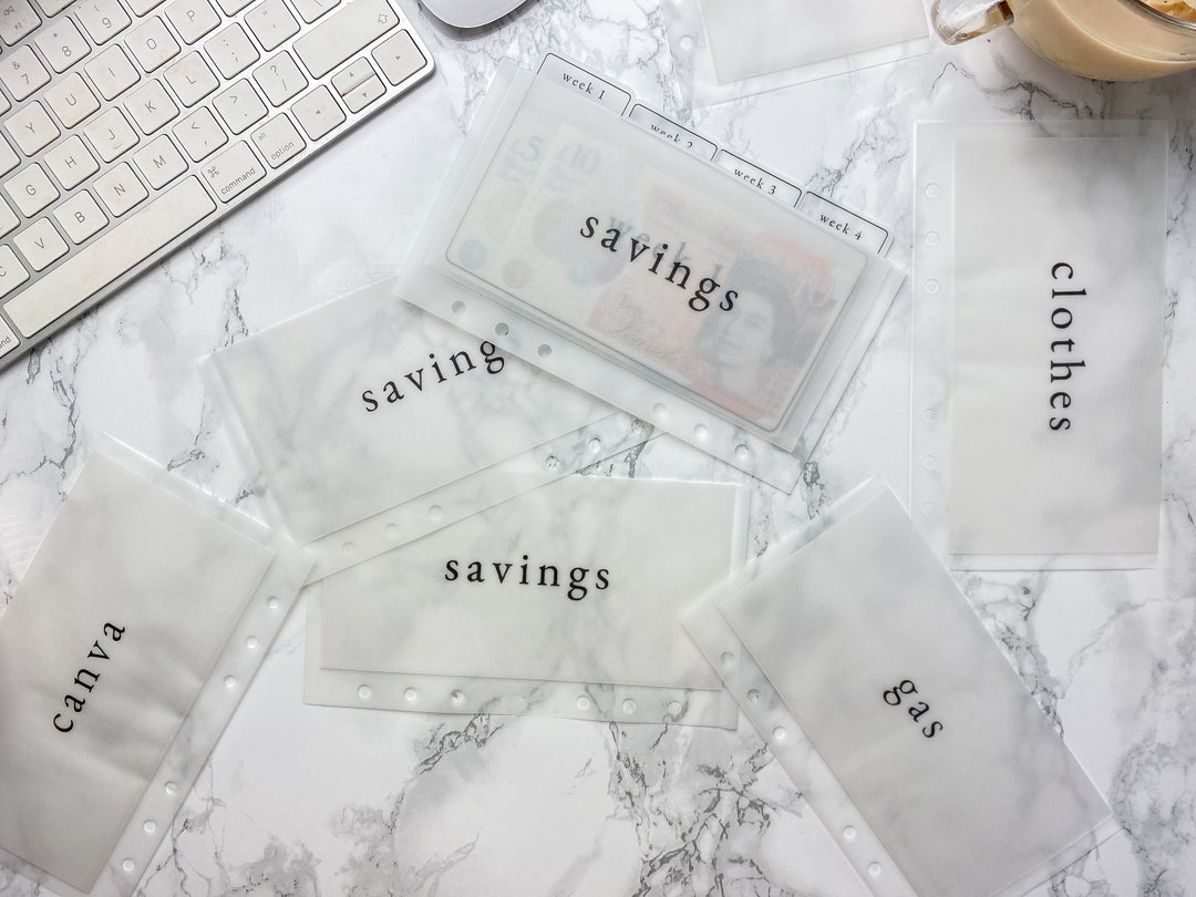 Frosted Vellum Cash Envelopes MINIMAL RANGE Sheer Cash Envelopes A6 ...