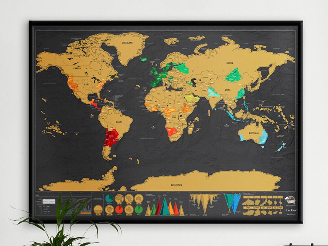 Scratch Map Deluxe Scratch off World Map Wall Art & Wall Decor Travel Map Travel Gifts Home ...